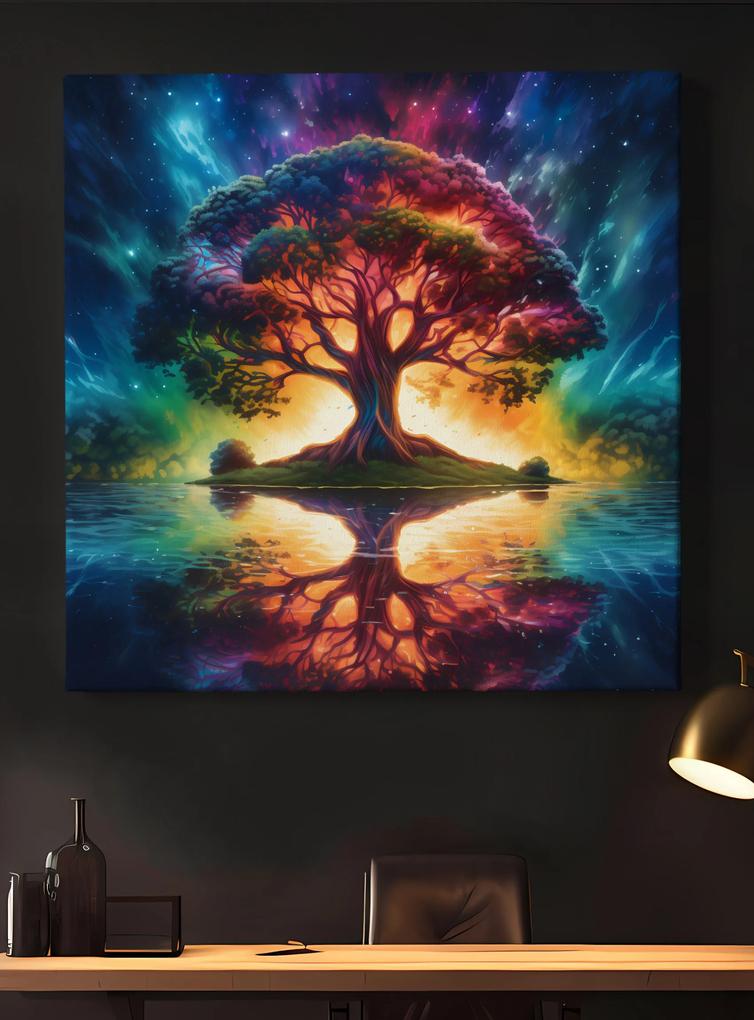 Obraz na plátně - Strom života na jezeře FeelHappy.cz Velikost obrazu: 100 x 100 cm