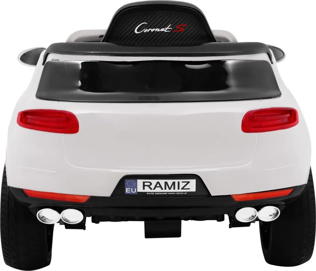 Ramiz Elektrické autíčko Turbo-S pro děti bílé + dálkové ovládání + plynulý rozjezd + EVA kola + MP3 rádio