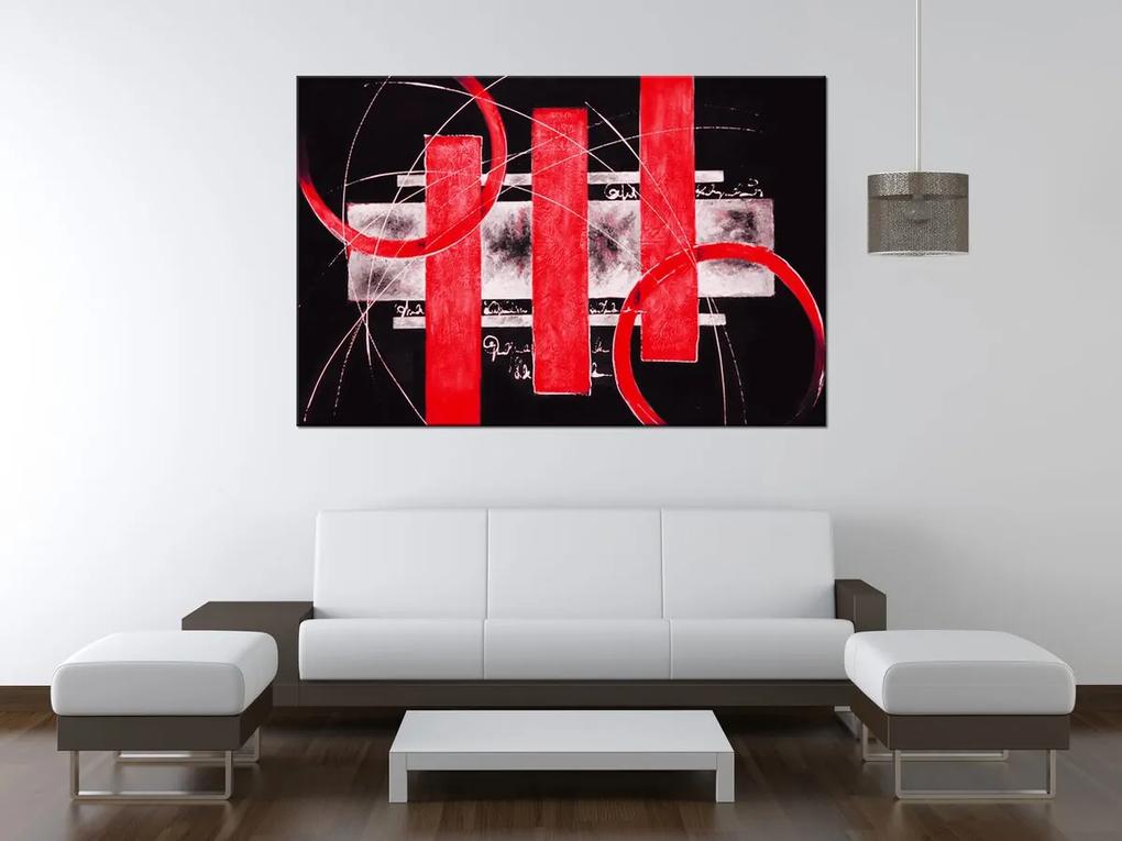 Gario Ručně malovaný obraz Červené linie Rozměry: 120 x 80 cm