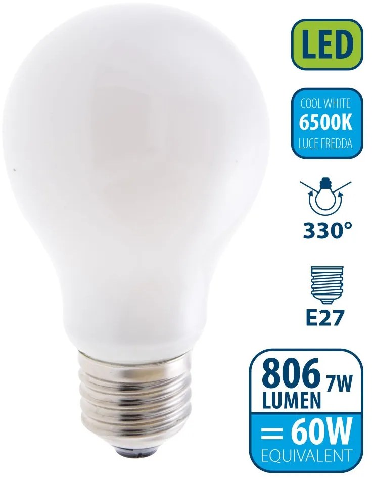 VELAMP OPAL FILAMENT žárovka 7W, E27, 6500K