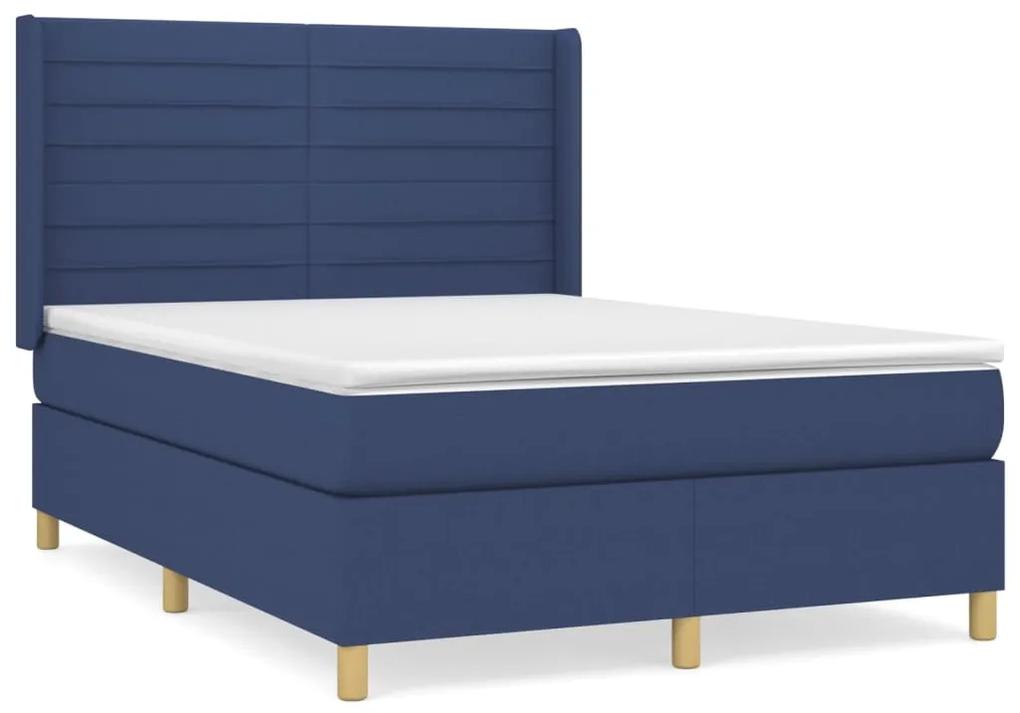 Box spring postel s matrací modrá 140x190 cm textil,  3132071