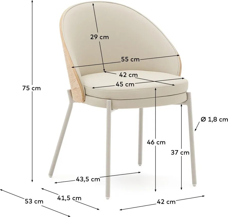 Krémová jídelní židle Eamy – Kave Home