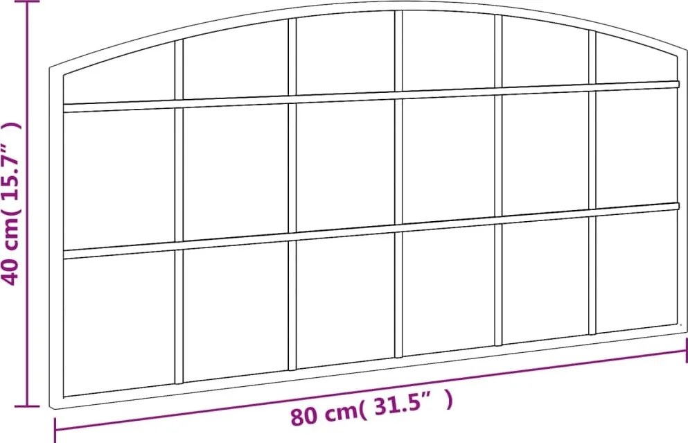 vidaXL Nástěnné zrcadlo černé 80 x 40 cm oblouk železo [358637]