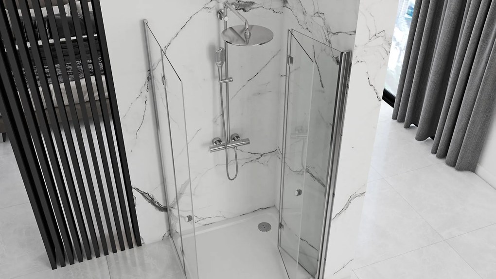 Rea Fold N2 sprchový kout se skládacími dveřmi 120(dveře) x 90(dveře), 6mm čiré sklo, chromový profil, KPL-07456