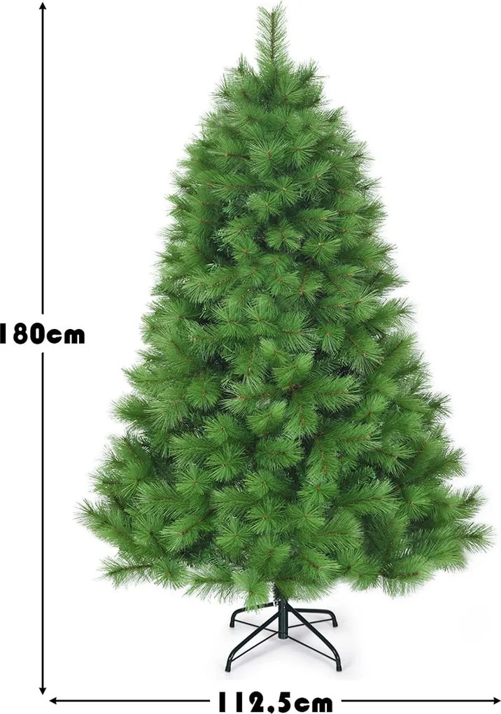 Costway 180 cm Umělý vánoční stromeček PVC jehly Umělý stromeček s kovovým