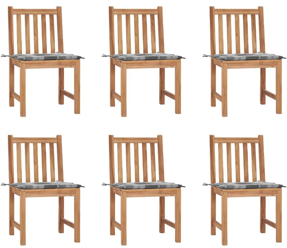 Zahradní židle s poduškami 6 ks masivní teak 3073129