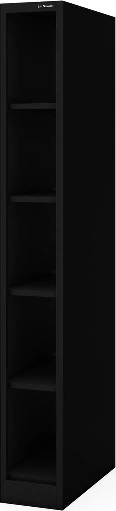 Úzký kovový regál, archivační na dokumenty černý: TIM 250 x 1850 x 600 mm