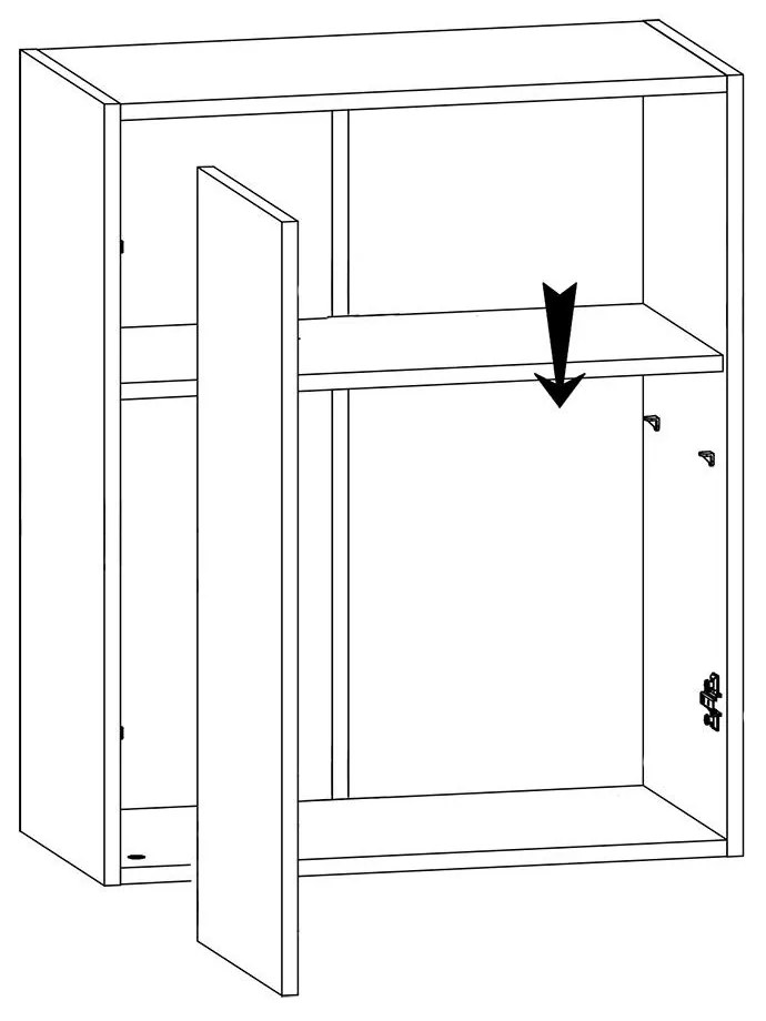 ASPEN gr | horní skříňka G60 | LEVÁ | šedá lesk