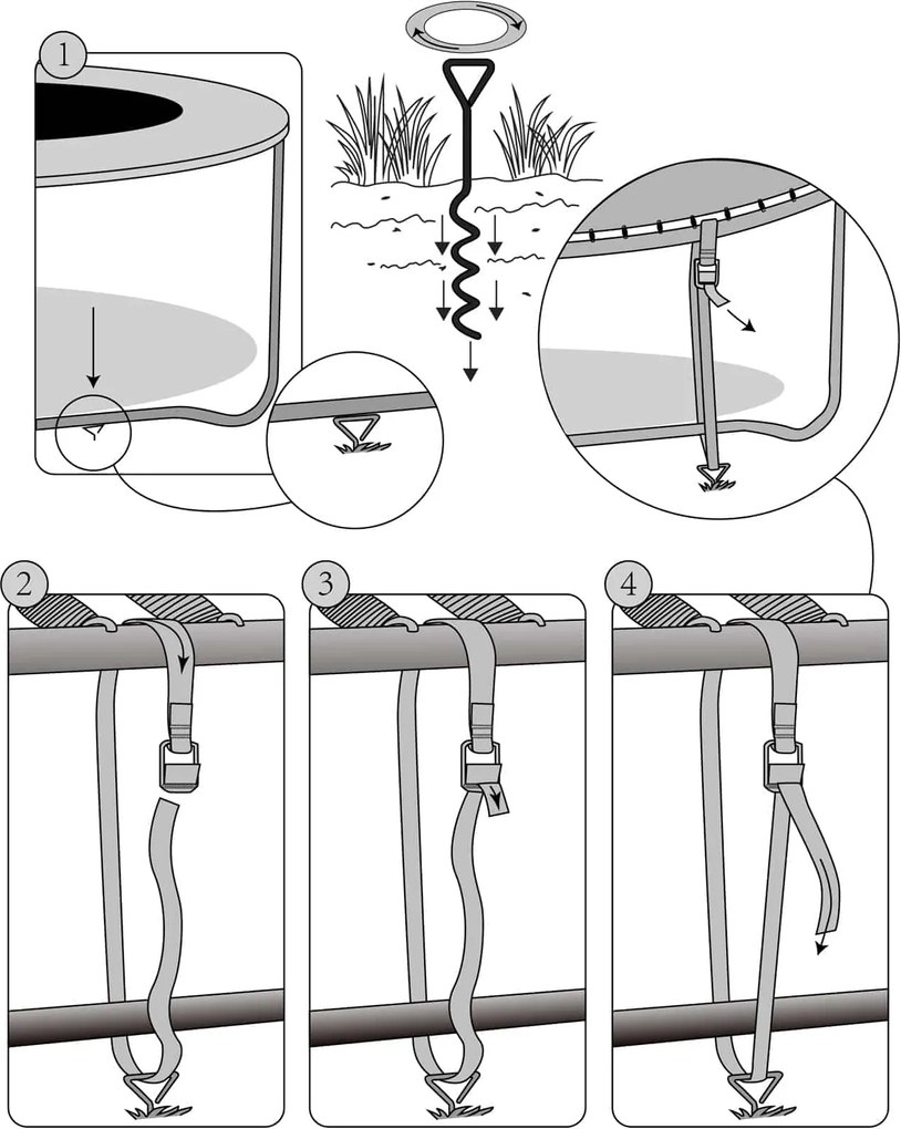Sada kotev do země, 4ks, 42,5x8,5cm, stříbrná Monzana