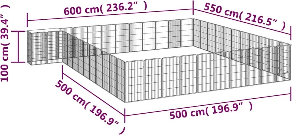 46panelová ohrádka pro psy černá 50 x 100 cm práškovaná ocel 3115957