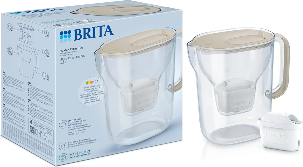 Brita Filtrační konvice Style Essential XL s filtrem Maxtra Pro Pure Performance, 3,6 l, písková 1057787