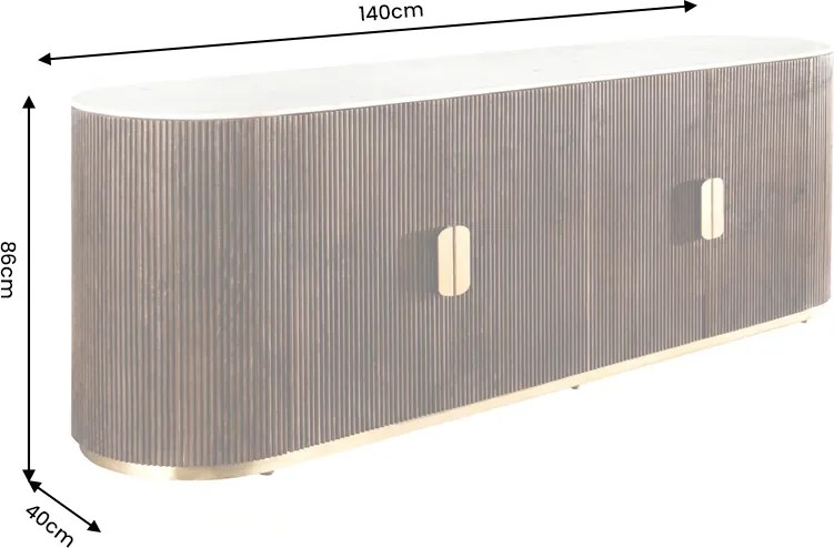 Komoda Daichi 140 cm - hnědá/bílá