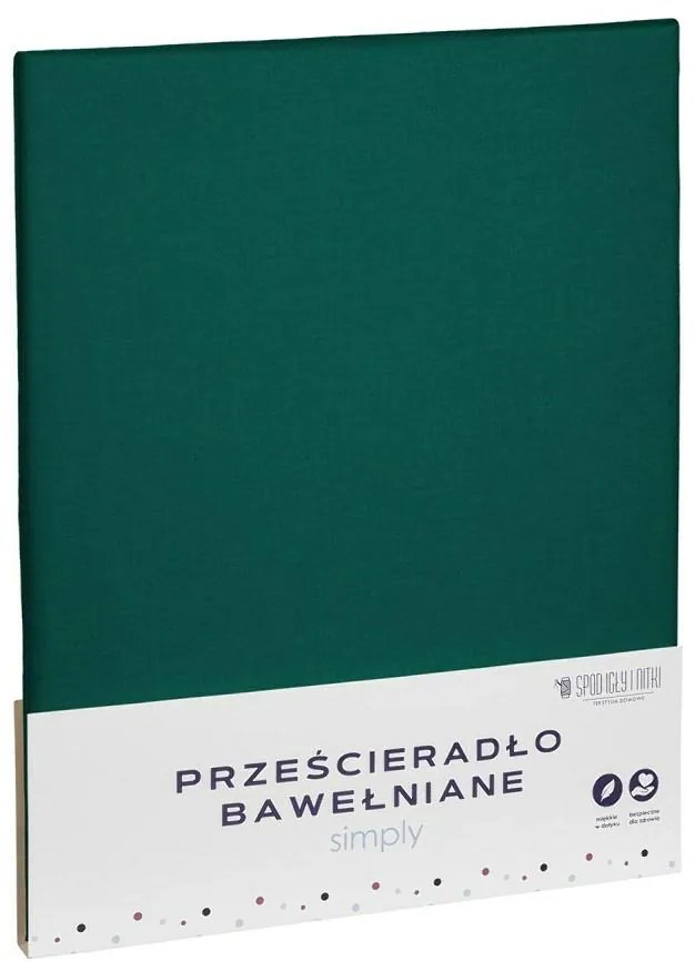 Spod Igły i Nitki Bavlněné prostěradlo 220x200 lahvově zelené jednobarevné Simply