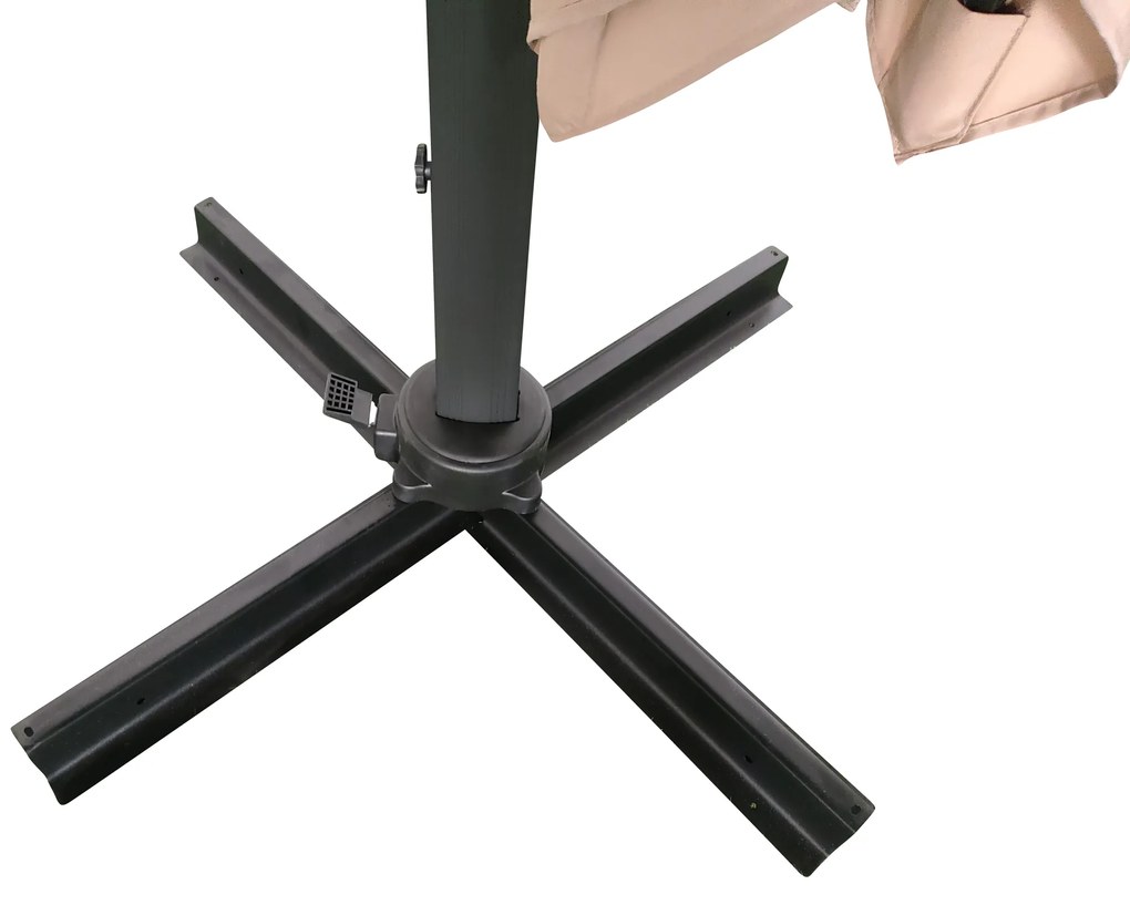 Zahradní slunečník Houseland Vexon s LED osvětlením 300x300 cm světle hnědý