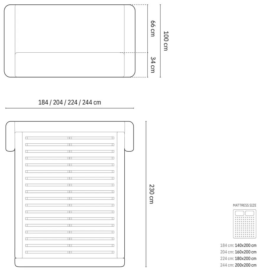 Světle hnědá čalouněná dvoulůžková postel s úložným prostorem s roštem 180x200 cm Jason – Windsor & Co Sofas
