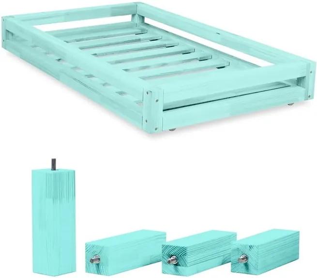 Set modré zásuvky pod postel a 4 prodloužených nohou Benlemi, pro postel 80 x 160 cm