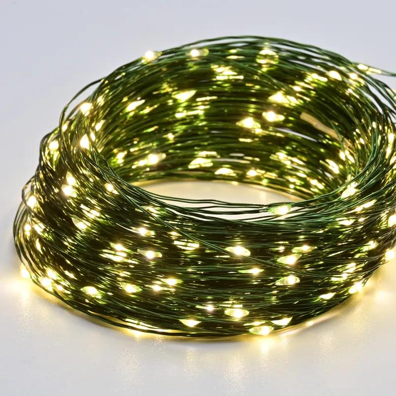 ACA DECOR Zelený LED nano řetěz 5m WW 3xAA