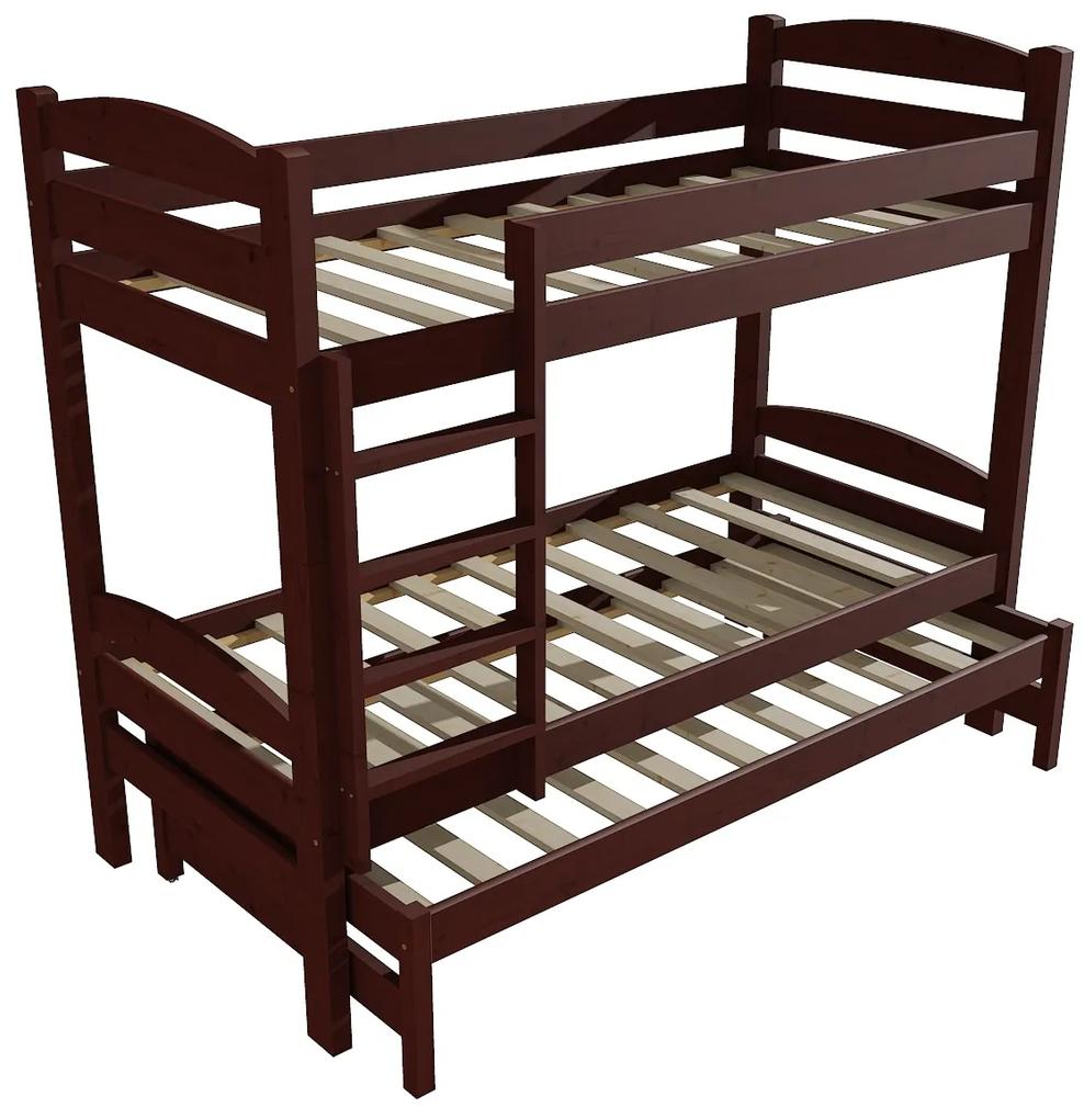 Vomaks Patrová postel s výsuvnou přistýlkou PPV 010 Rozměr: 80 x 180 cm, Barva: bezbarvý lak, Prostor mezi lůžky: 80 cm