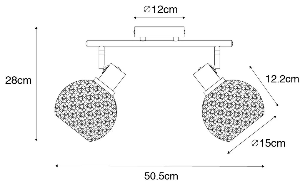 Designové bodové světlo černé s kouřovým sklem 2-světlo - Chico