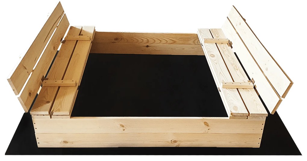 Dřevobox Dřevěné pískoviště s lavičkami 120 x 120 cm