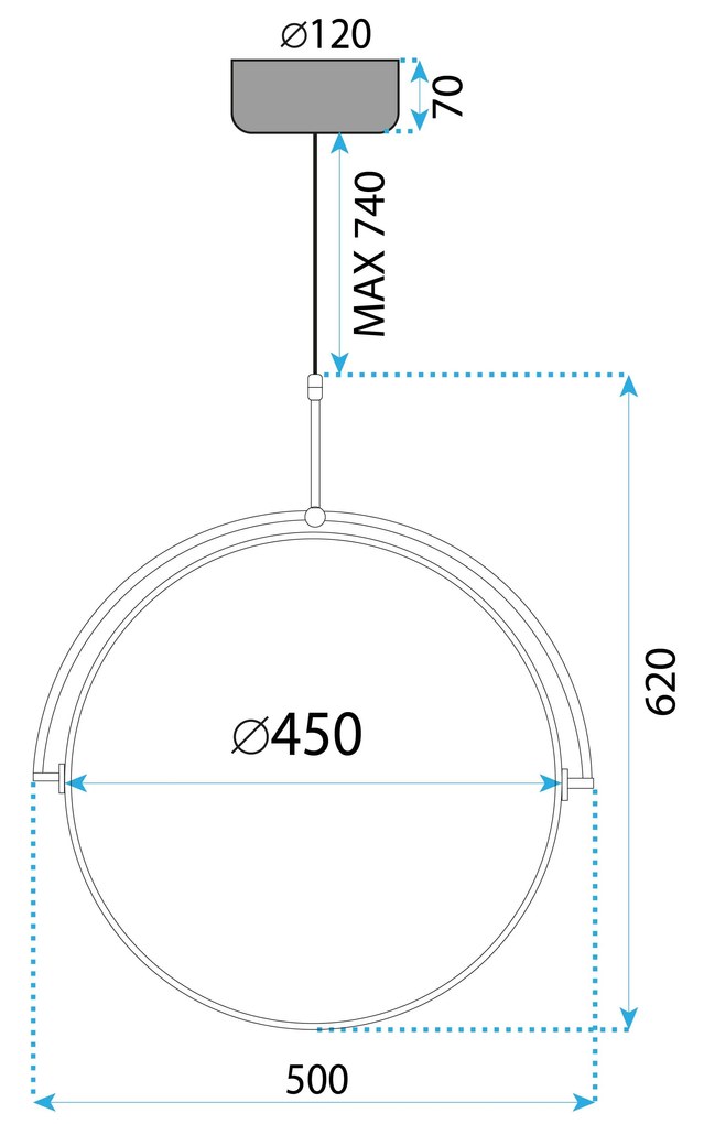 Toolight Toolight, LED stropní svítidlo 50cm APP1427-C, černá, OSW-06642