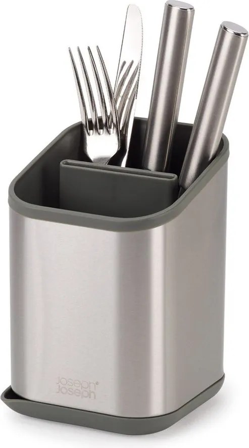 Odkapávač na příbory z nerezové oceli v leskle stříbrné barvě 11x11,5 cm Duo Steel – Joseph Joseph