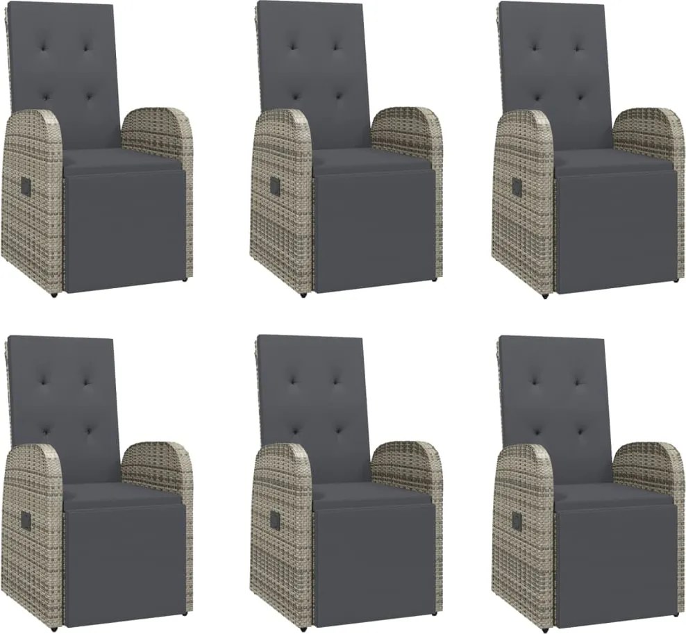 7dílný zahradní jídelní set s poduškami šedý polyratan 3157594