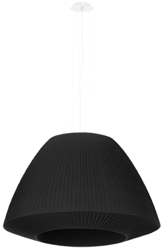 Závěsné svítidlo Bella, 1x černé textilní stínítko, (bílé sklo), (fi 60 cm)