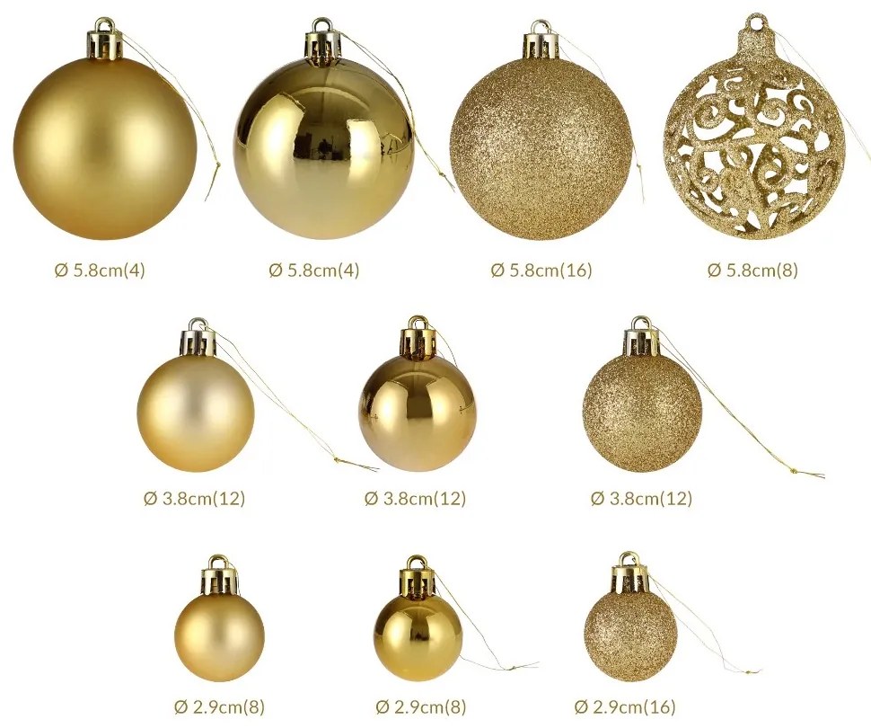 Sada vánočních baněk REGALO 100 ks zlatá