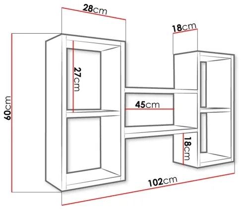 Nástěnná police TRIO 60x102 cm bílá