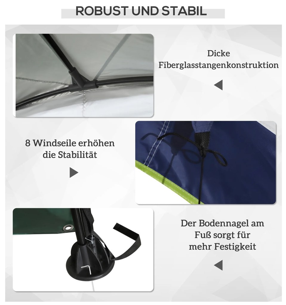 Zahradní altán Outsunny 4x4m s kovovými tyčemi a polyesterem v krémově bílé a modré barvě pro zahradní párty | Aosom.de