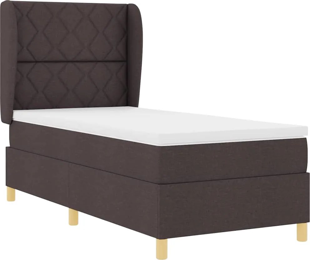 Postel s boxspringem s čelo Tmavě hnědá 200 x 100 cm textil 3340805