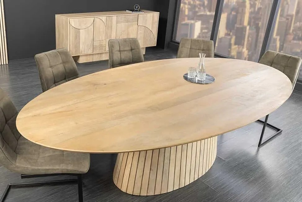Luxusní oválný jídelní stůl z masivu Art Deco Mango 220cm