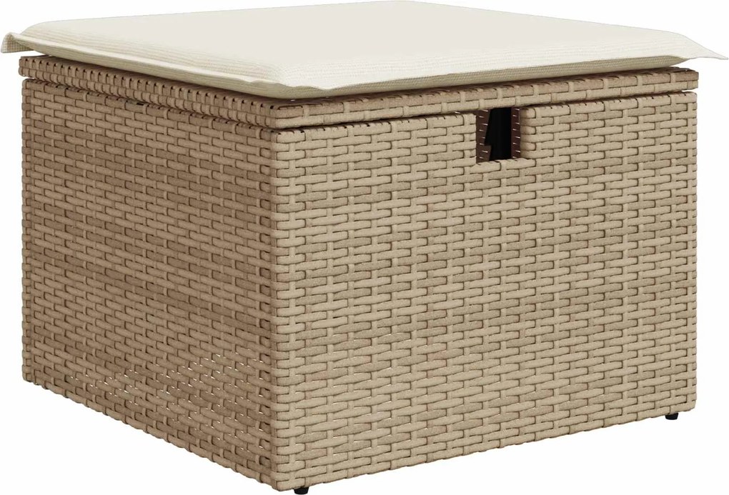 Set pohovek s polštářem s úložištěm Béžová a krémová polyratan 3359070