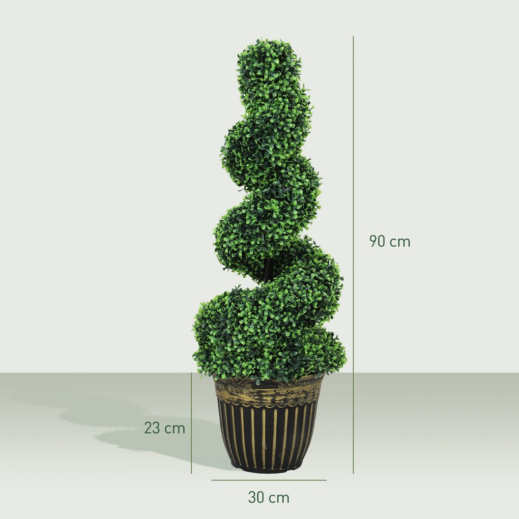 HOMCOM Umělé rostliny sada 2 kusů pokojové rostliny zimostrázu 90 cm v květináči pro interiér a exteriér