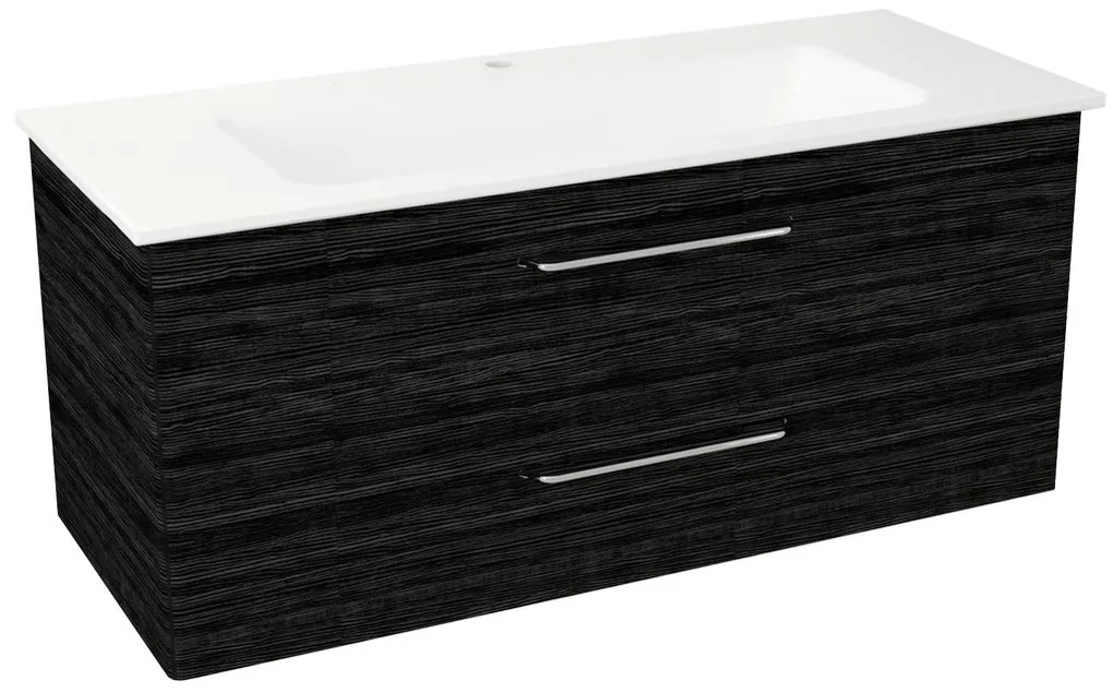 SAPHO - PURA umyvadlová skříňka, 2x zásuvka 117x50,5x48,5cm, graphite line PR128