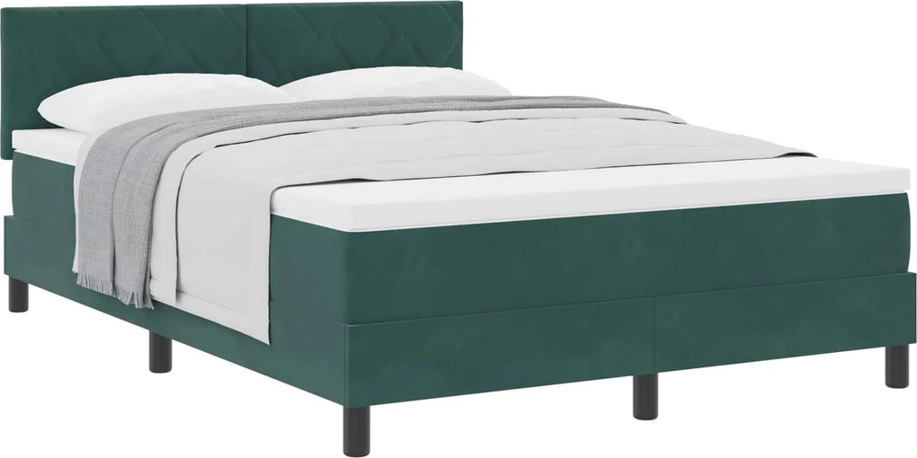 Postel s boxspringem s čelo Tmavě zelená 140 x 200 cm samet 3339245