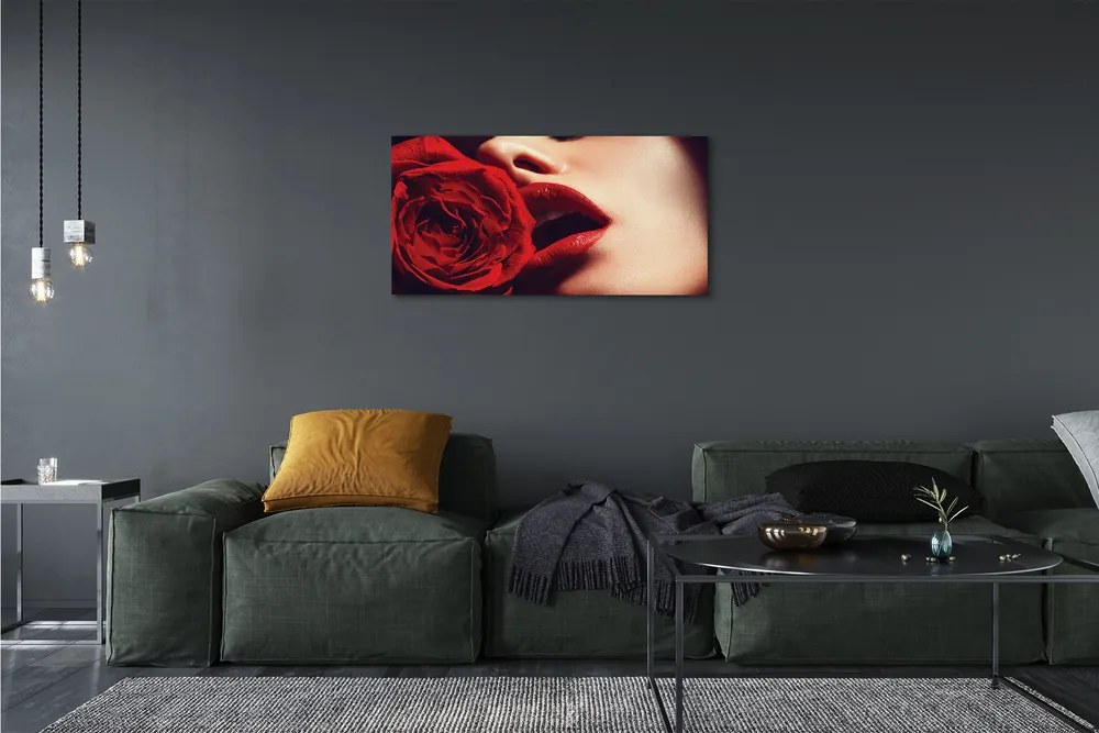 Obrazy na plátně Rose žena v ústech 125x50 cm