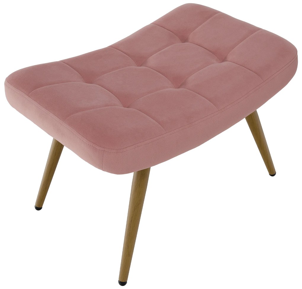 Relaxační křeslo ušák s podnožkou LUMEN - růžová Velvet látka