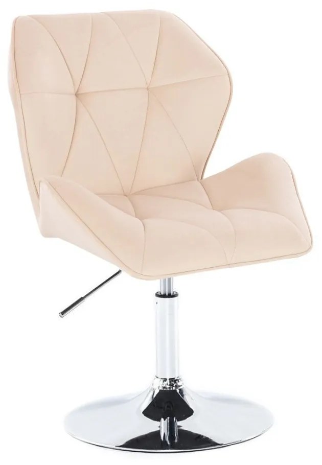 LuxuryForm DESIGN Otočná židle MILANO MAX VELUR na stříbrném talíři - krémová