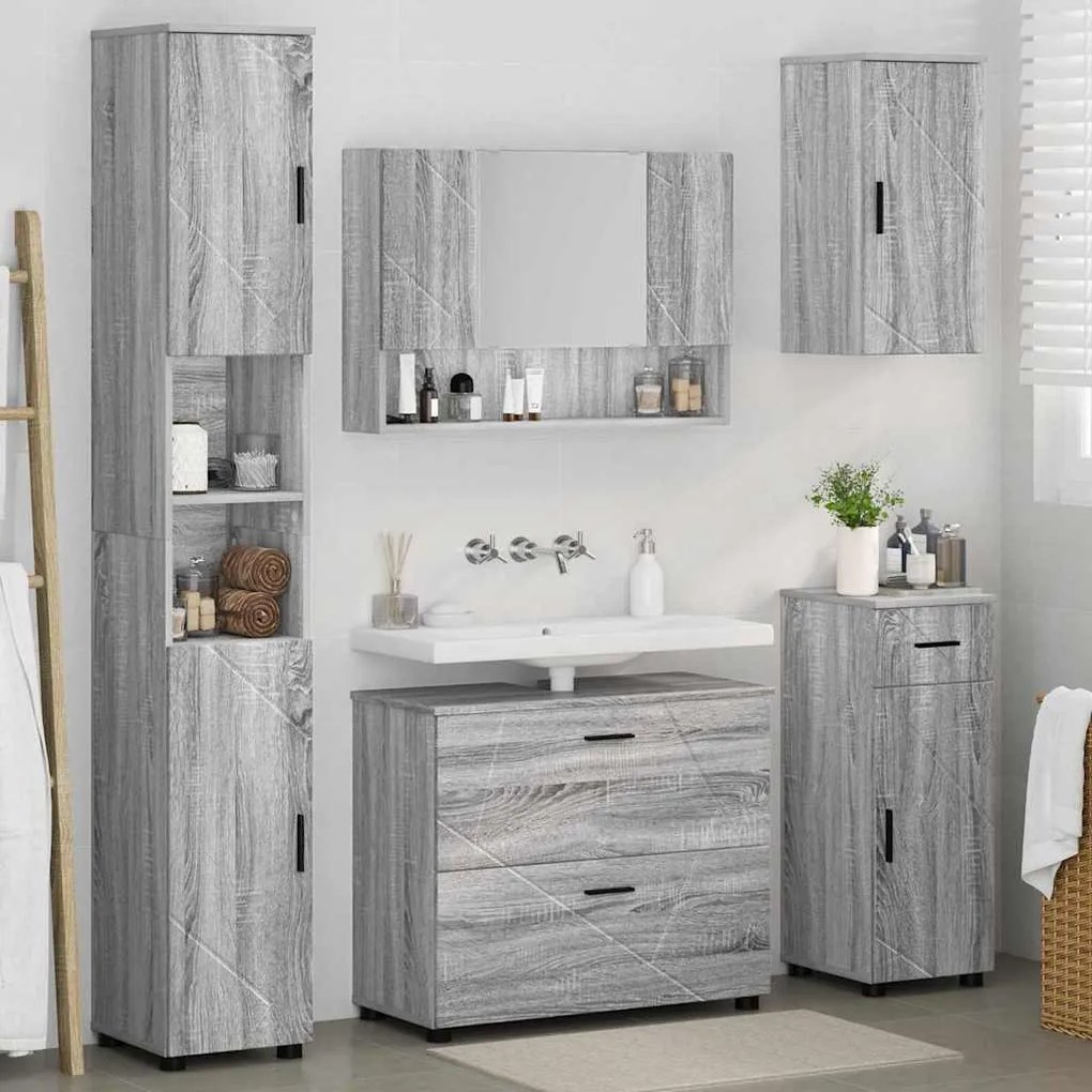 Sada koupelnového nábytku 5 ks Šedá Sonoma 35 x 30 x 192 cm 3393079