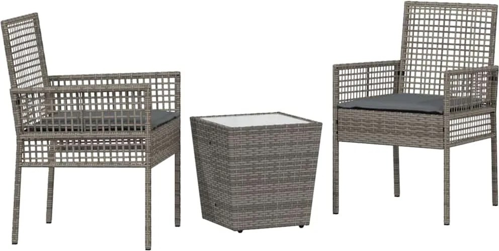 Zahradní bistro set 3 ks Šedá polyratan 3334957