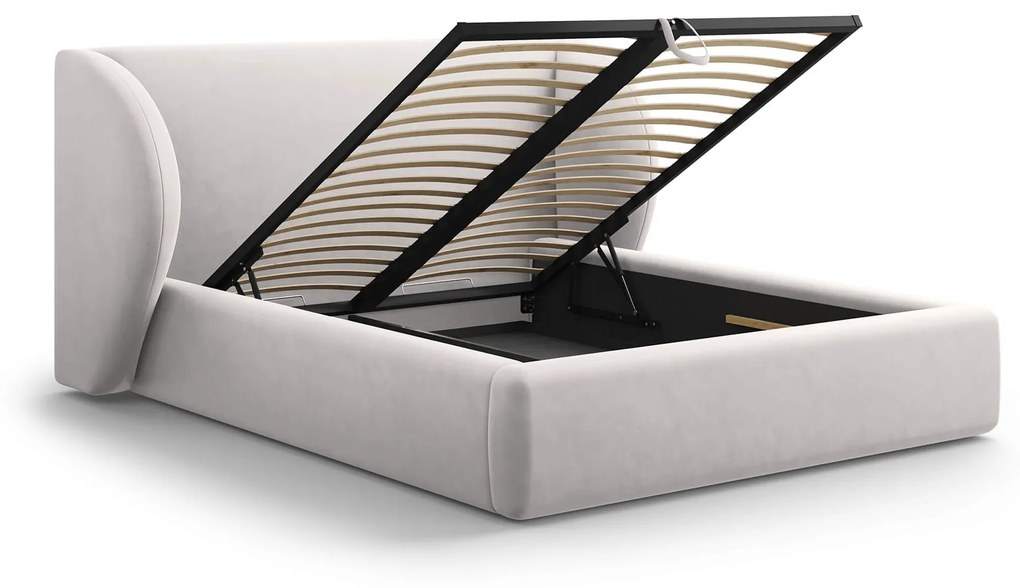 Čalouněná postel milany s úložným prostorem 140 x 200 cm světle šedá MUZZA