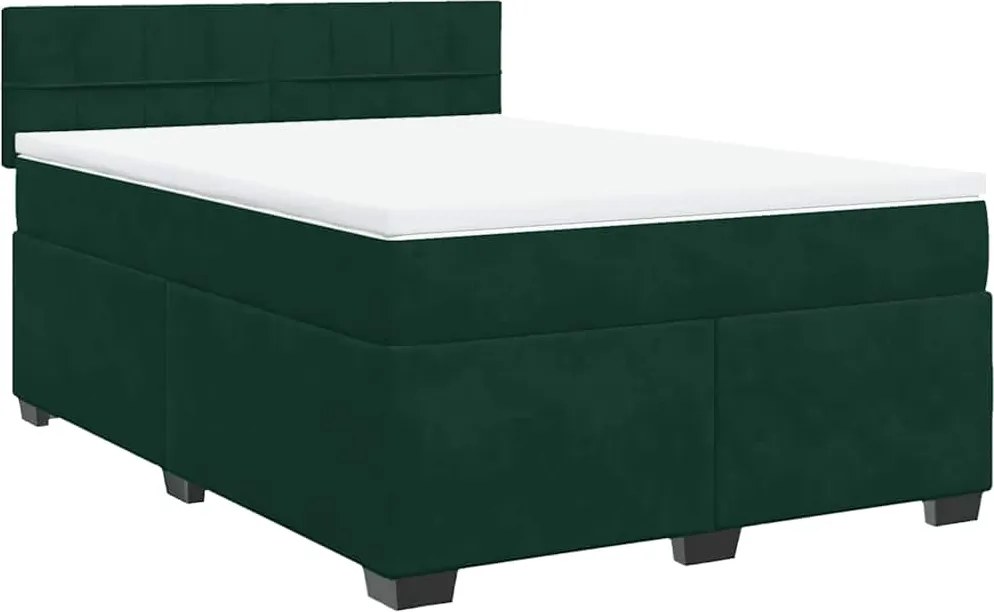 Box spring postel s matrací tmavě zelená 160x200 cm samet 3288657