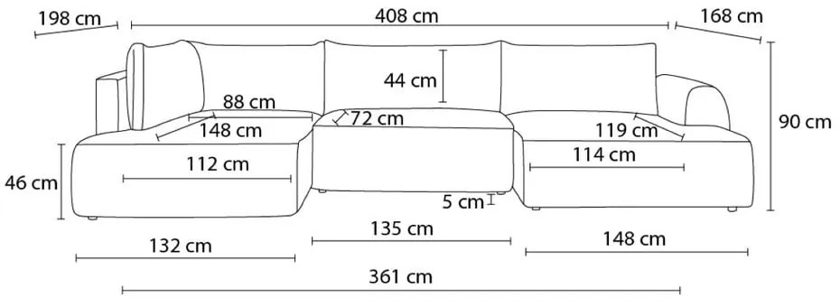 Manšestrová rozkládací/s úložným prostorem rohová pohovka v hořčicové barvě (pravý roh/do "U") Lucien – Bobochic Paris