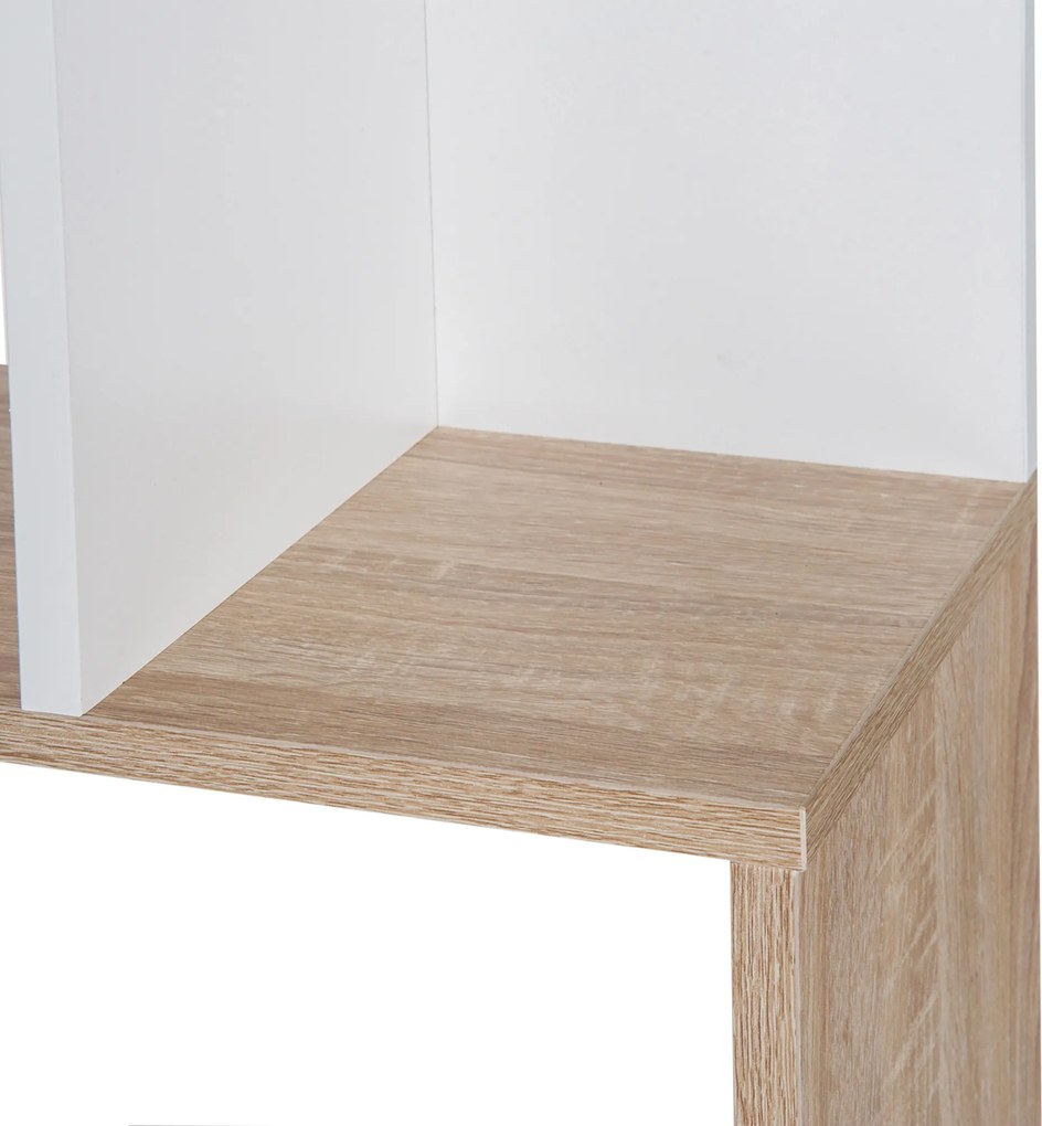 HOMCOM Moderní Regál S Tvarovým Designem, 4 Poličky, 60 Š x 24 H x 148 V cm, Dub Bílý
