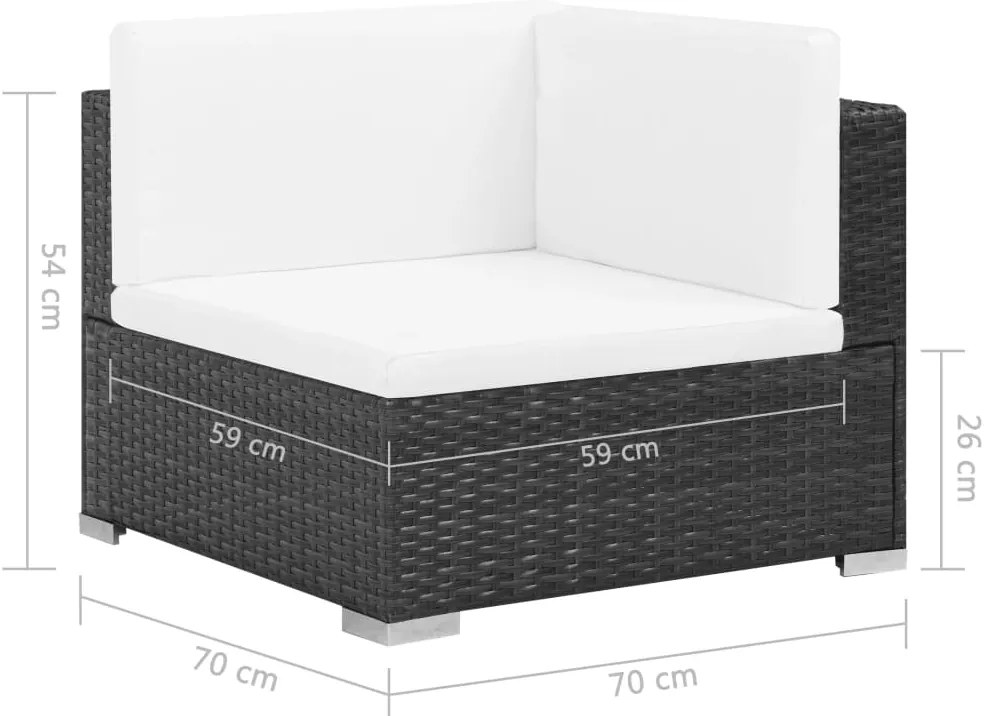 vidaXL Marketos 6dílná zahradní sedací souprava s poduškami polyratan černá