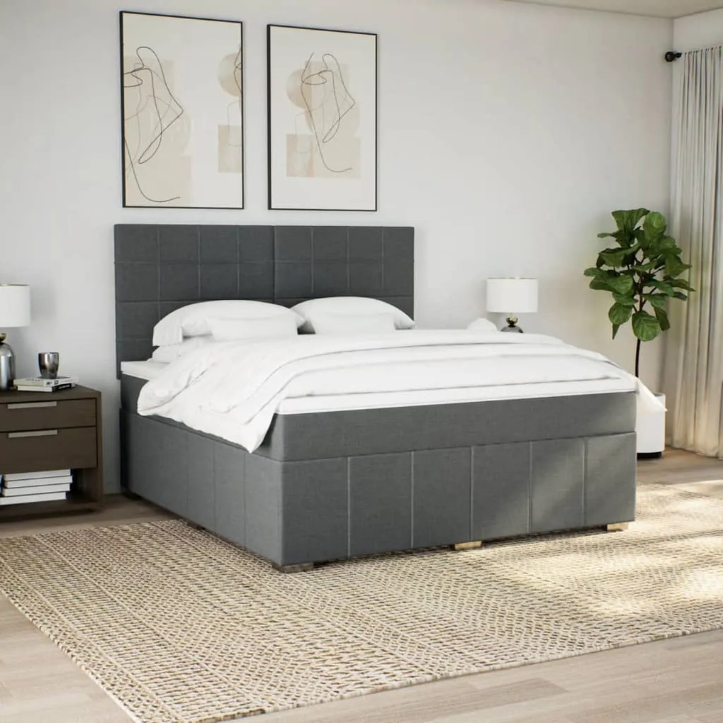 Box spring postel s matrací tmavě šedá 180x200 cm textil 3294048