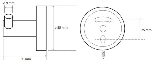 EBS Urban Round Black Dvojitý háček, černá mat S_UR221BL