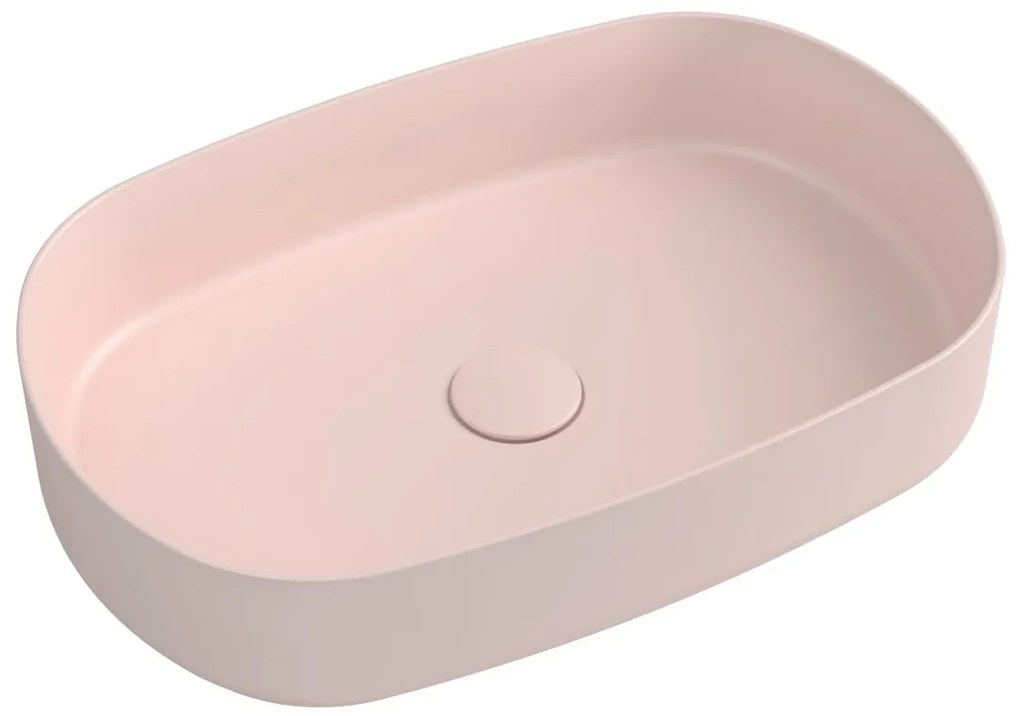 Isvea INFINITY OVAL keramické umyvadlo na desku, 55x36cm, růžová Salmon - 10NF65055-2S